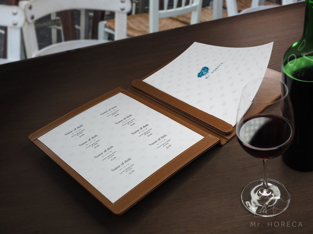 Menu z kože Berlín s lištou so šrúbami | Mr. HORECA